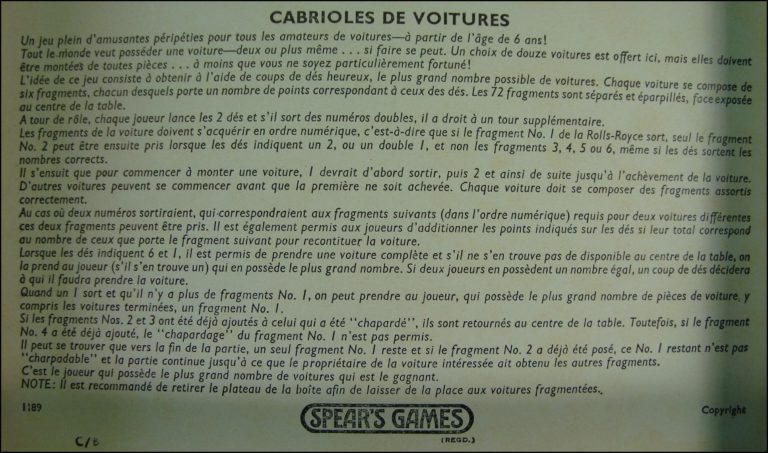 Car Capers game - Spear's | Les Jeux vintage et l'Automobile